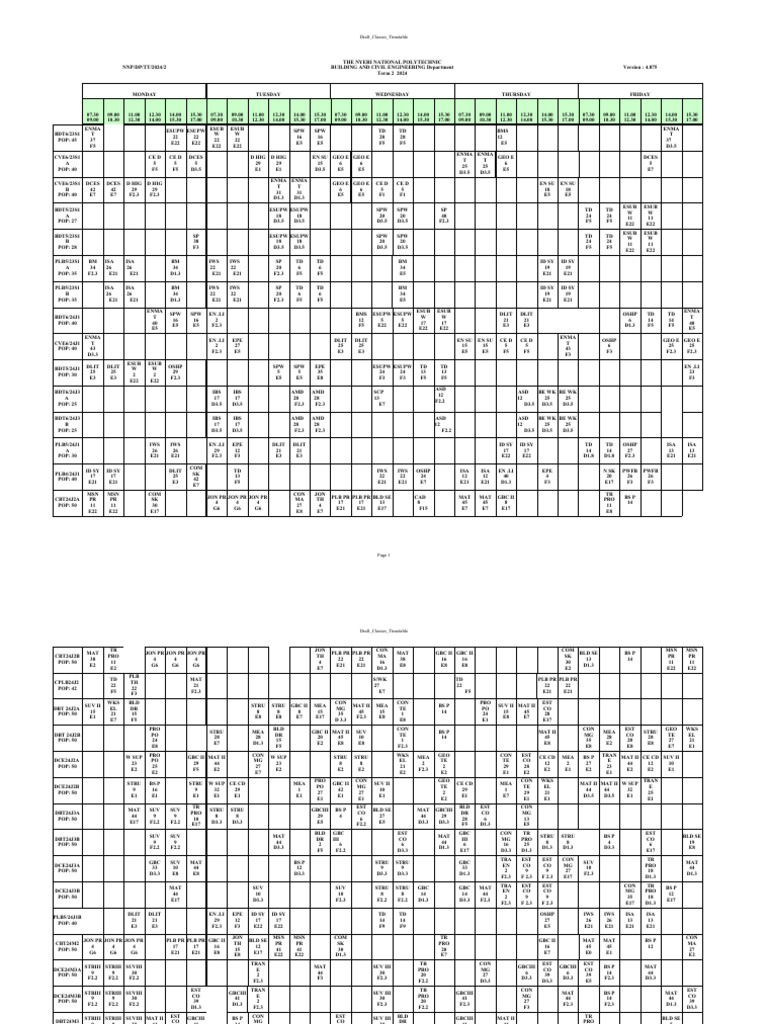Draft Timetable 003 | PDF