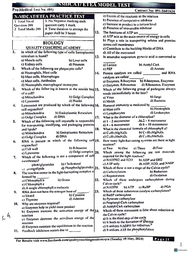 QCA Test (19 - May - 2024) | PDF