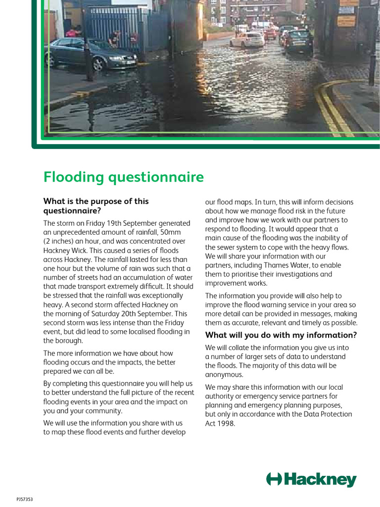 PJ57353 - Flood Questionnaire A4 4pp - v31 | PDF | Flood | Rain