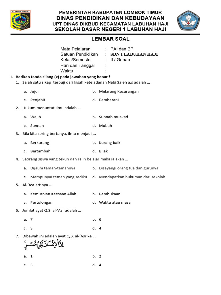 Soal Pat Pai Kelas 2 k13 | PDF