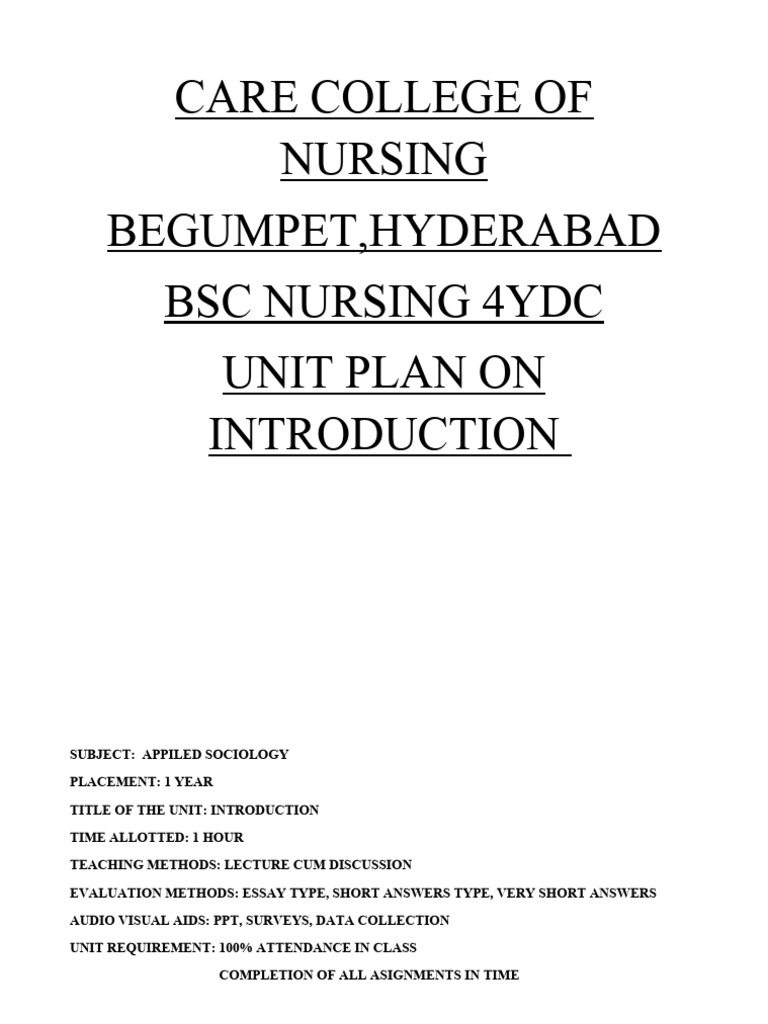 socio 1 unit plan (1) | PDF | Sociology | Lecture
