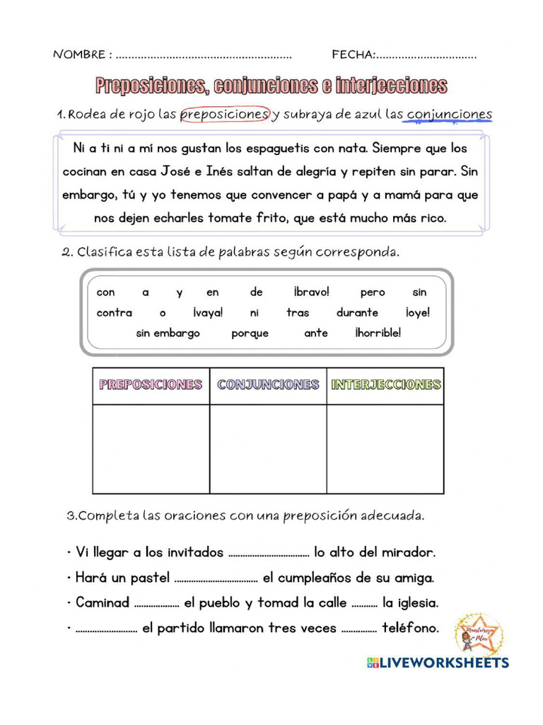 Preposiciones, conjunciones e interjecciones | PDF