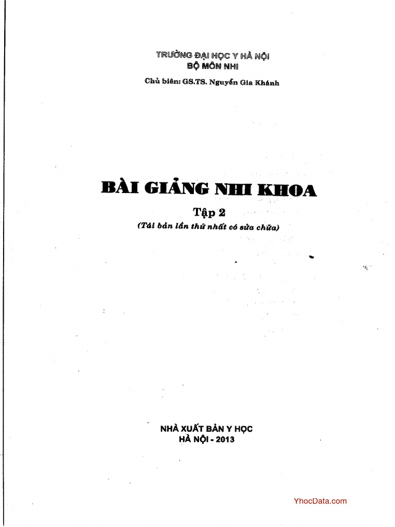 (YhocData - Com) Bai Giang Nhi Khoa T2 - DH Y HN | PDF