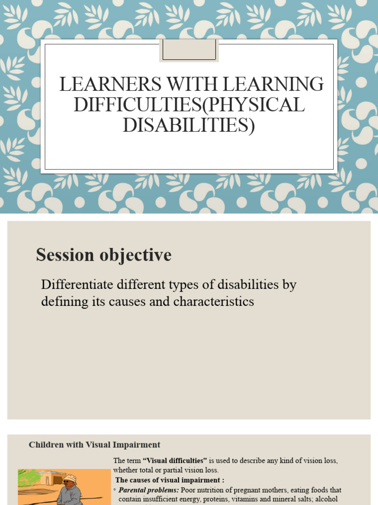 Different Types of Disabilities Presentantion | PDF | Learning Disability | Hearing Loss