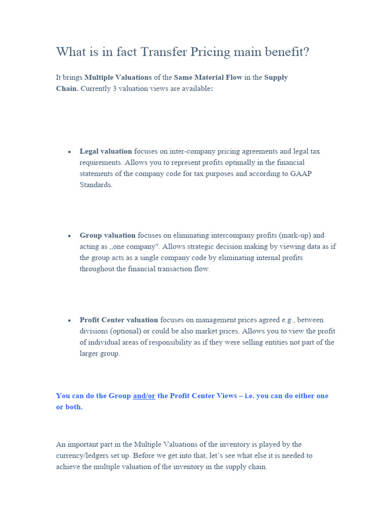Transfer Pricing Benefits and Setup Guide | PDF | Valuation (Finance ...