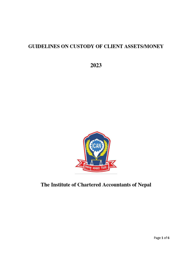 Client Asset Custody Guidelines 2023 | PDF | Banks | Regulatory Compliance