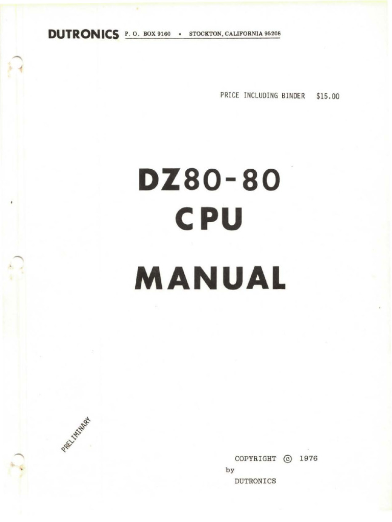 Dutronics Z80 1976 | PDF | Input/Output | Command Line Interface