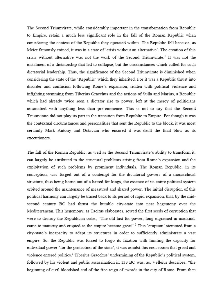 The Significance of The Second Triumvirate To The Fall of The Roman ...