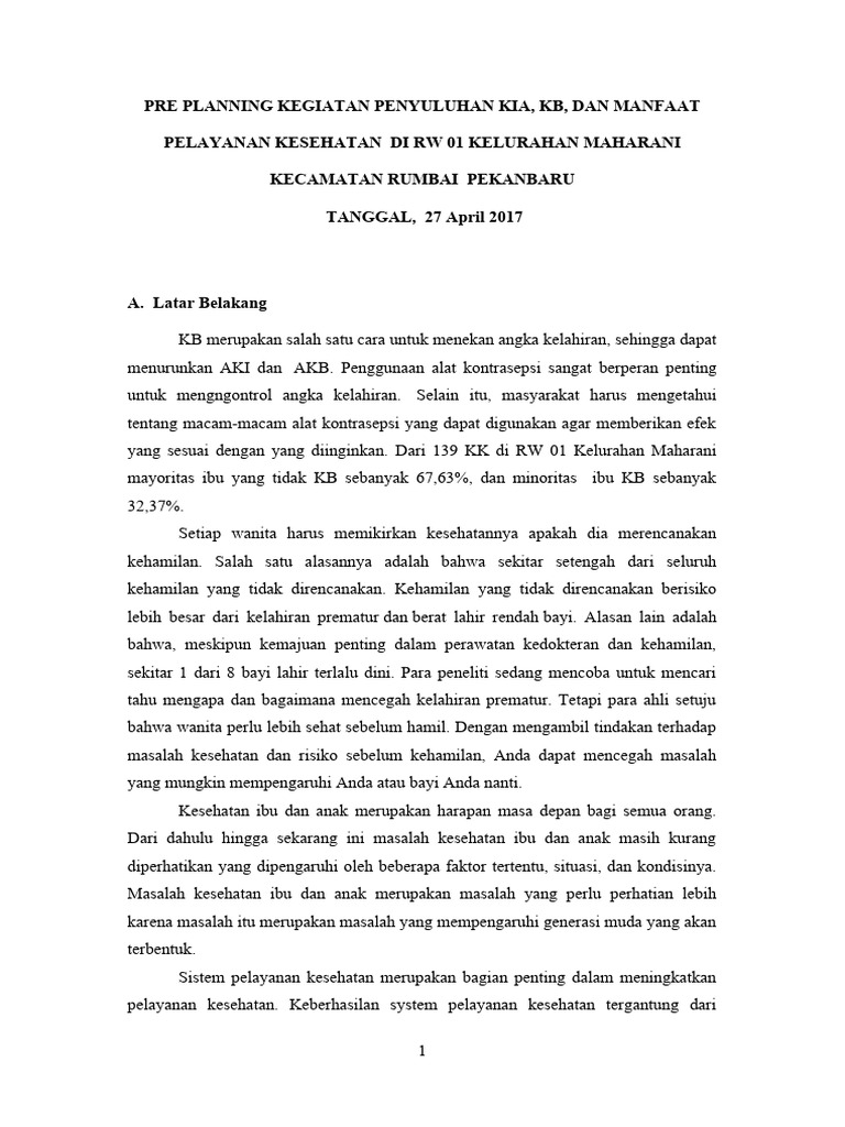 Penyuluhan KIA dan KB di RW 01 Maharani | PDF | Karier & Perkembangan ...