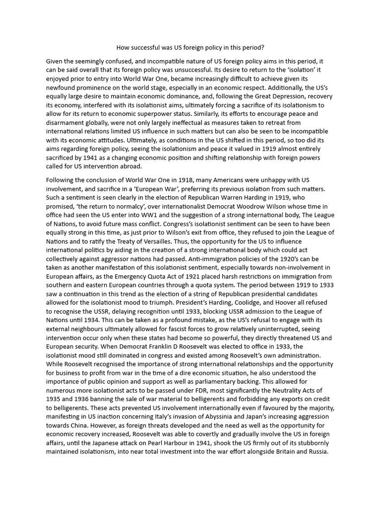 US Foreign Policy: 1919-1941 Analysis | PDF | Franklin D. Roosevelt ...