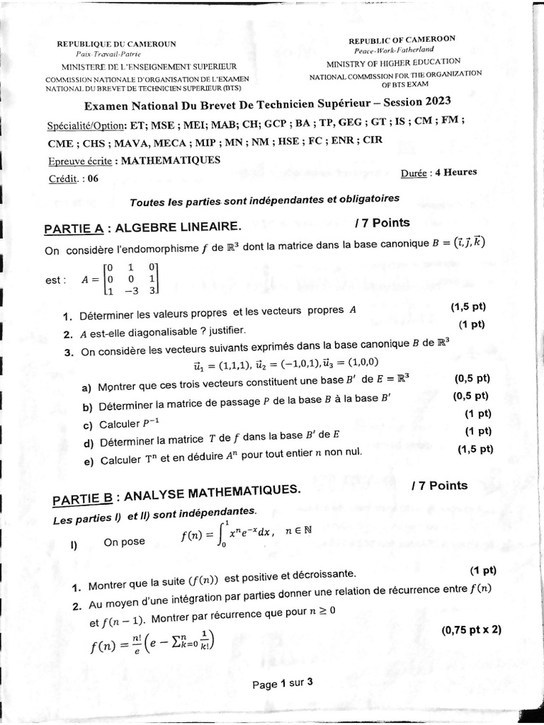 BTS Maths 2023 | PDF