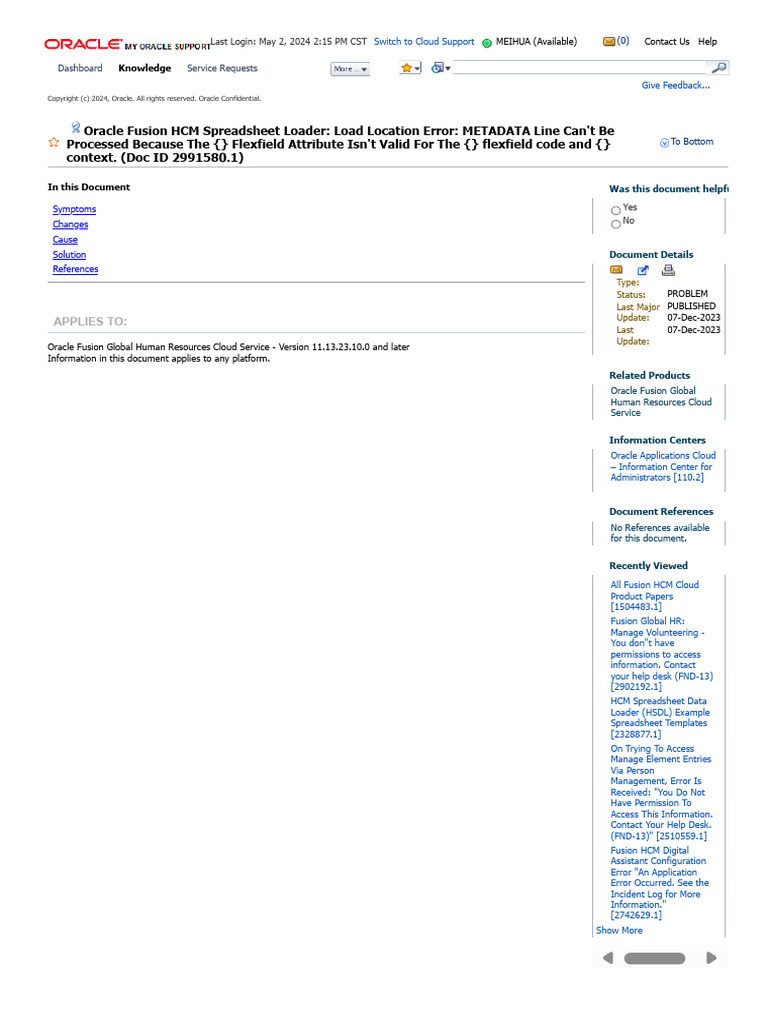 Fusion HCM Spreadsheet Loader - Load Location Error METADATA Line Can't Be Processed | PDF ...