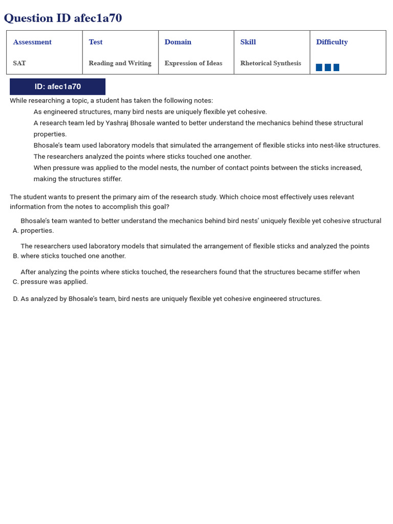 SAT Reading: Rhetorical Synthesis | PDF | Philosophy