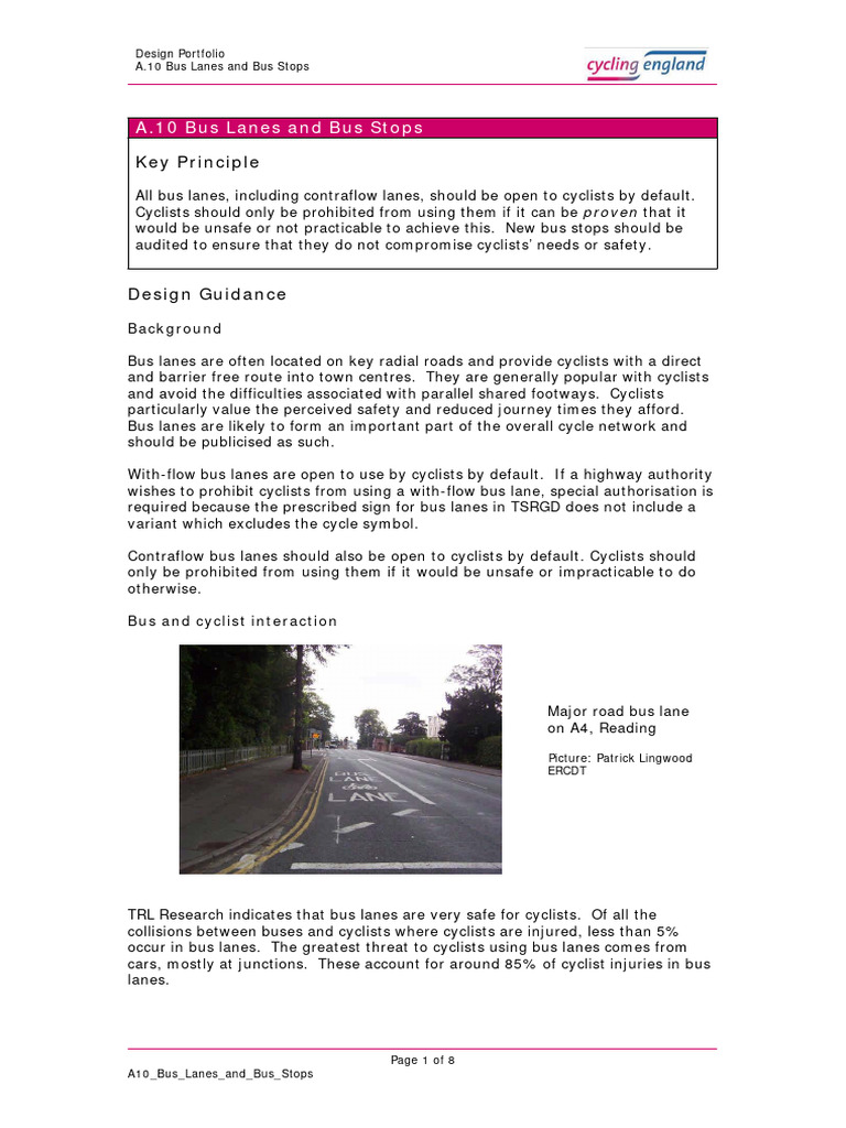 A10_Design_portfolio_bus_lanes_and_bus_stops | PDF | Cycling Infrastructure | Traffic