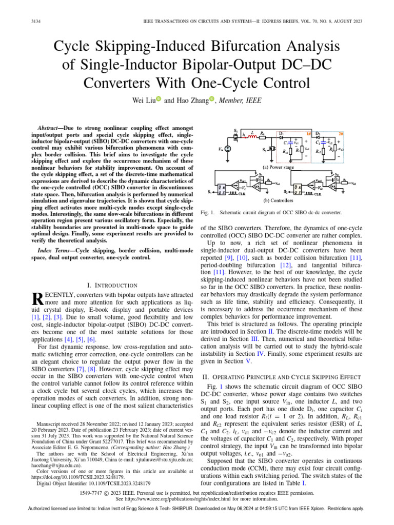 Cycle Skipping-Induced Bifurcation Analysis of Single-Inductor Bipolar-Output DCDC Converters ...