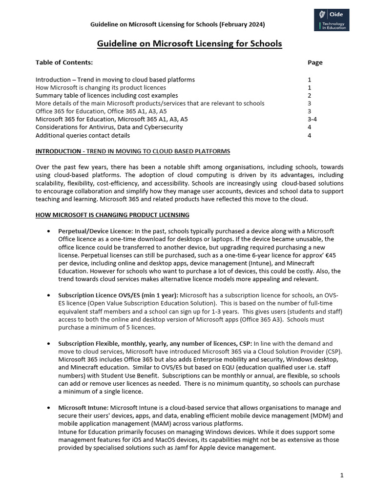 Microsoft Licensing Guide for Schools | PDF | Microsoft Office ...