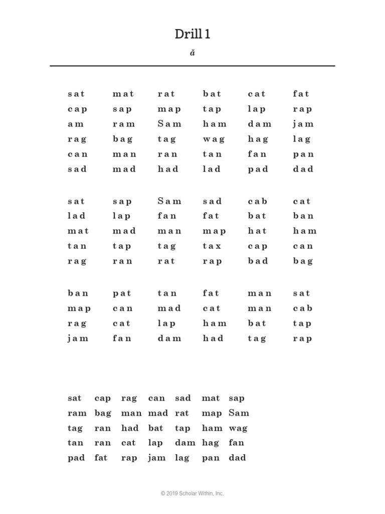 Reading Fluency Drill 1 | PDF