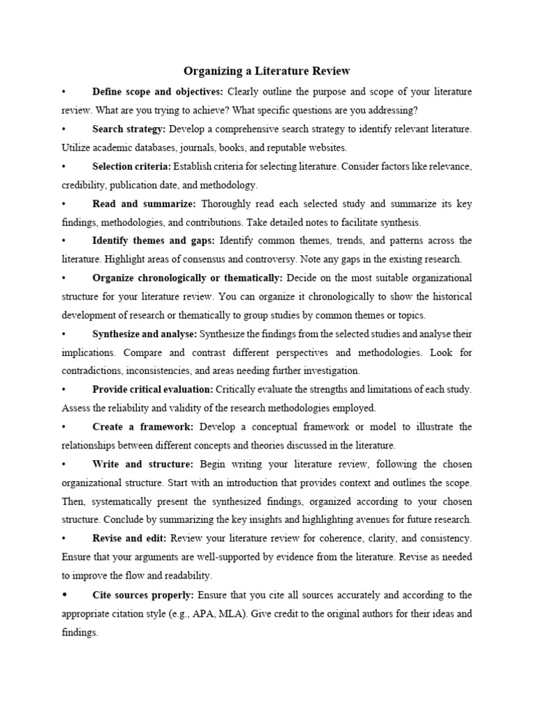 Organizing a Literature Review | PDF | Methodology | Literature Review