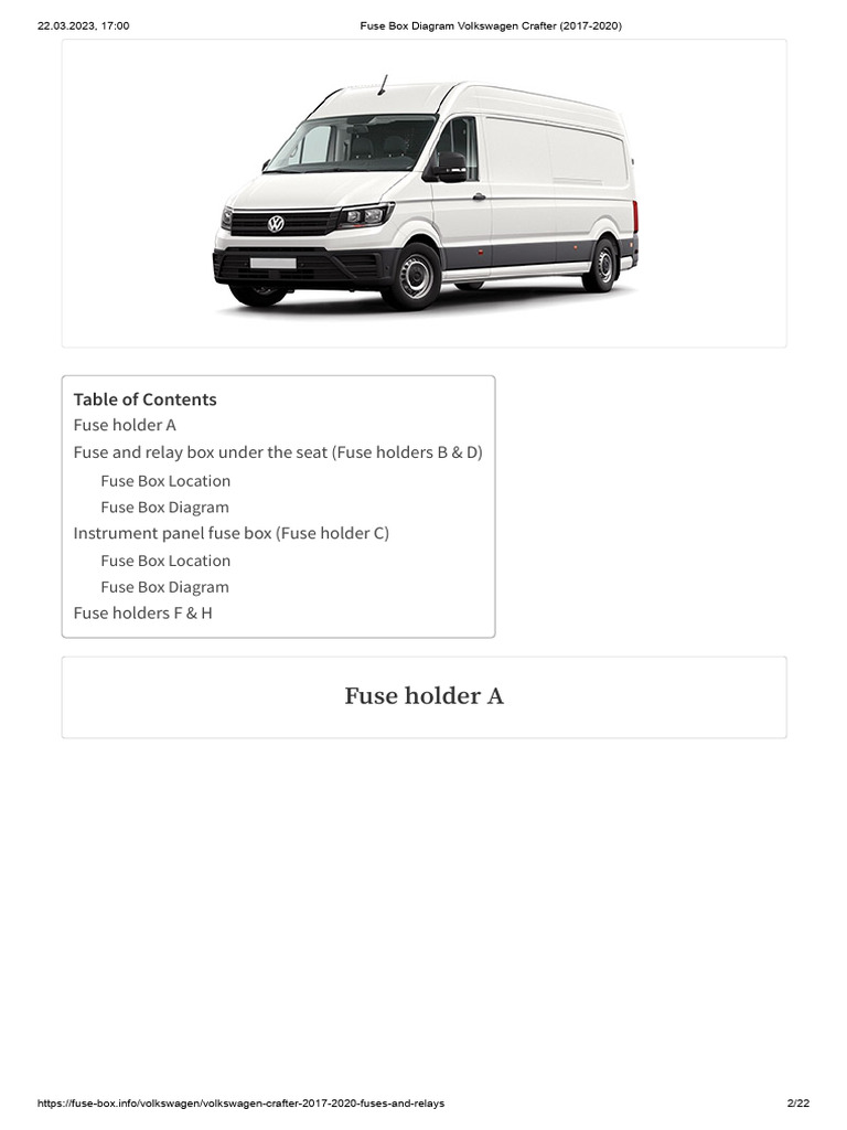 Fuse Box Diagram Volkswagen Crafter (2017-2020) | Download Free PDF ...