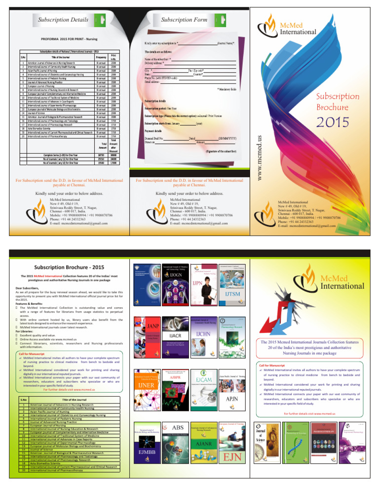 McMed International Subscription Brochure - 2015 Nursing Journals | PDF ...
