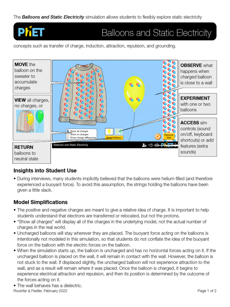 Balloons and Static Electricity HTML Guide - en | PDF | Electric Charge ...