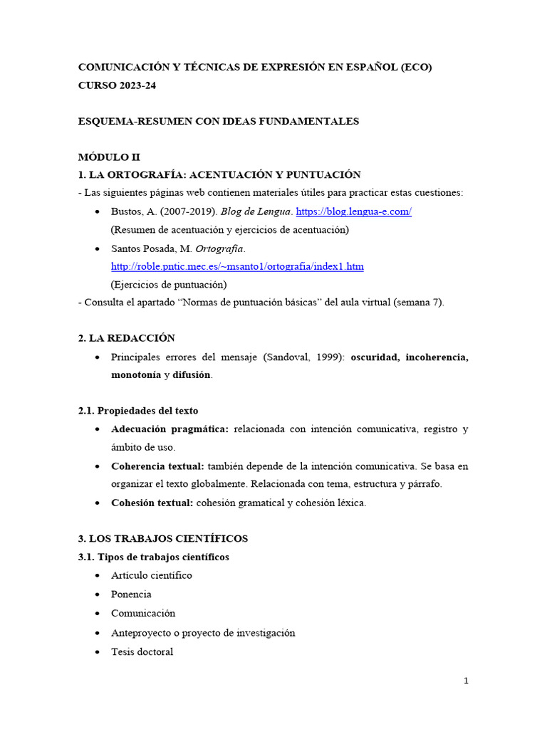 Esquema-Resumen Moì Dulo Ii Comunicacioì N | PDF | Puntuación | Comunicación humana