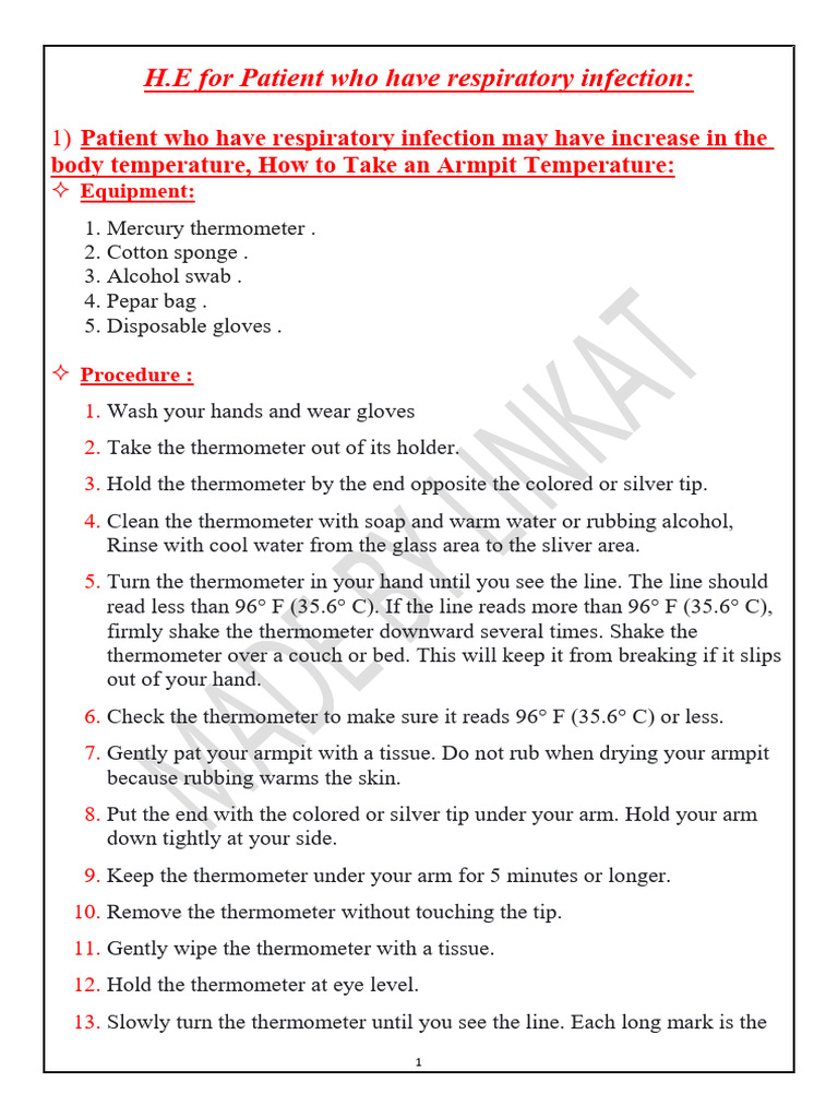 H.E For Patient Who Have Respiratory Infection | PDF | Hand Washing ...