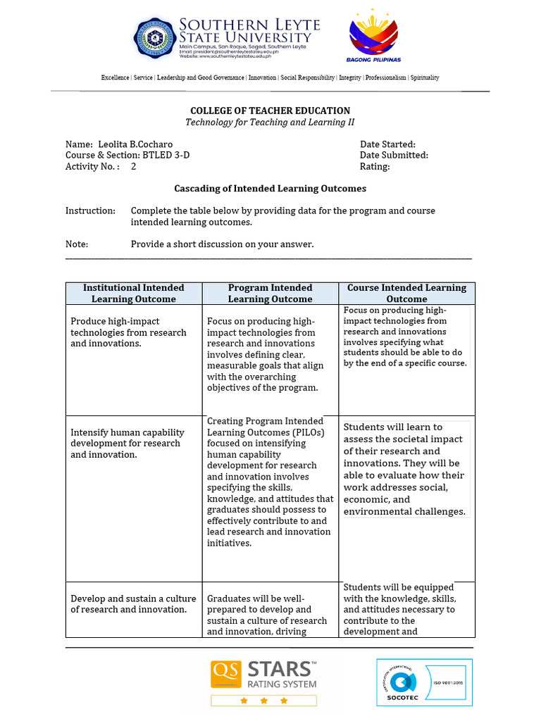 answer 2 cascading | PDF | Innovation | Learning
