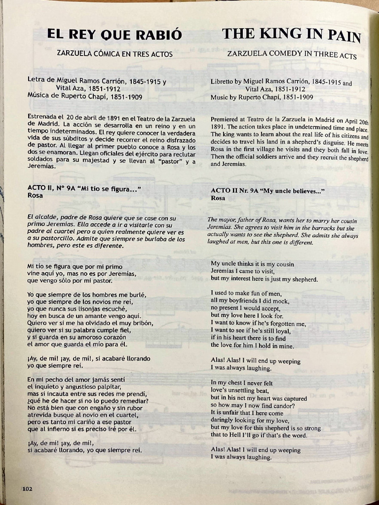 El Rey Que Rabió, Mi Tio Se Figura, Chapí | PDF