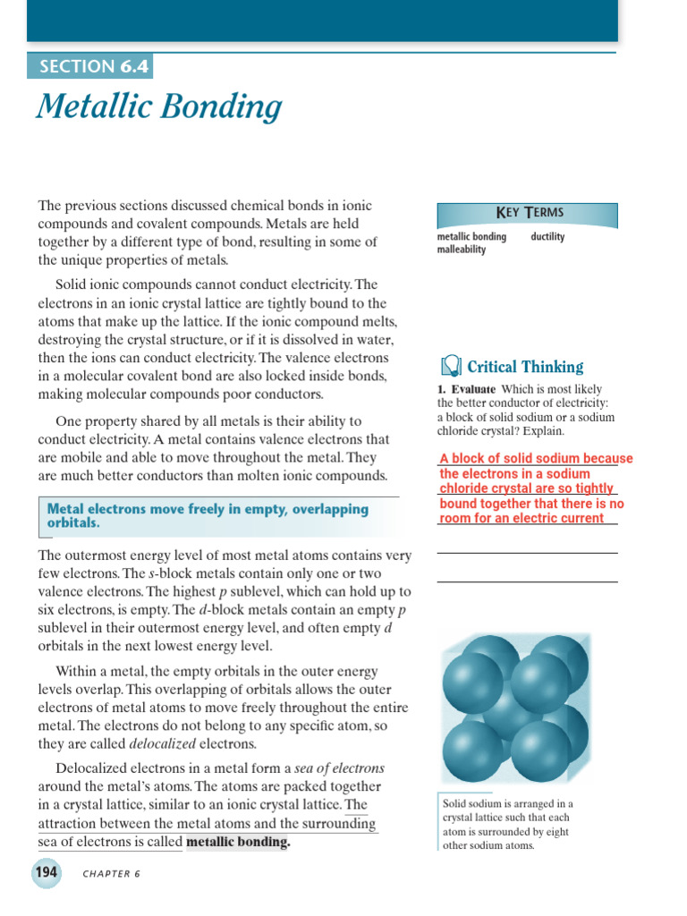 Understanding Metallic Bonding Properties | PDF | Ionic Bonding ...
