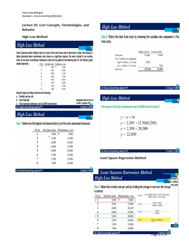 Lecture 02 - Cost Concepts, Terminologies, and Behavior (06022022) | PDF