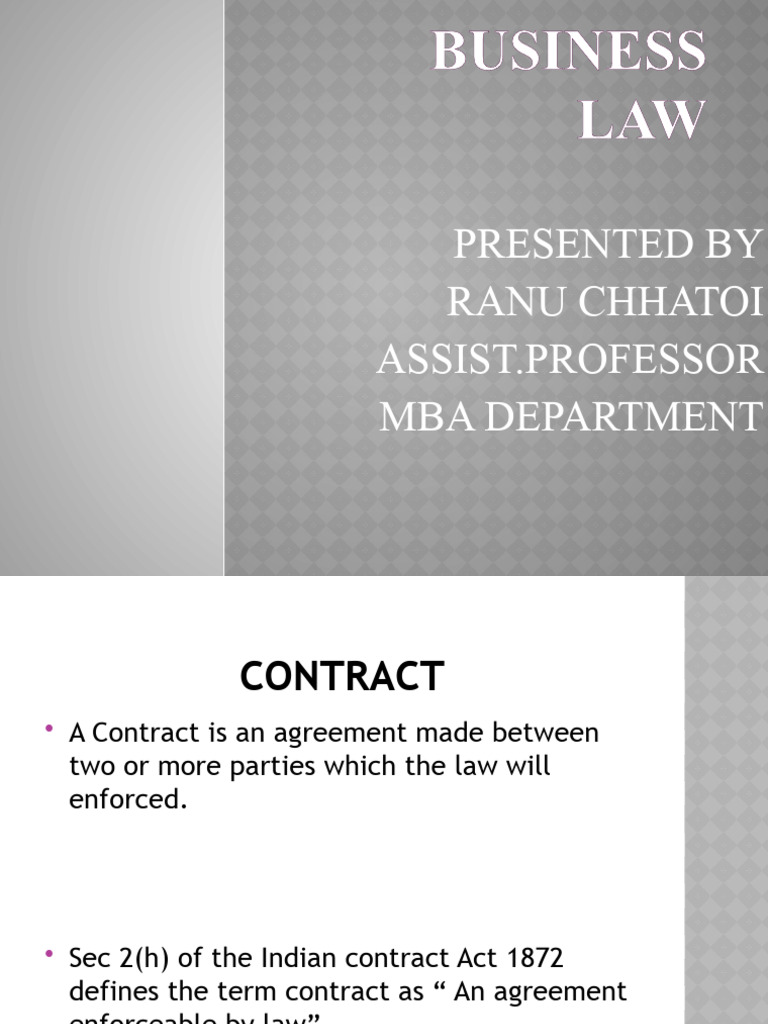 Business Law (Module 1) | PDF | Breach Of Contract | Consideration