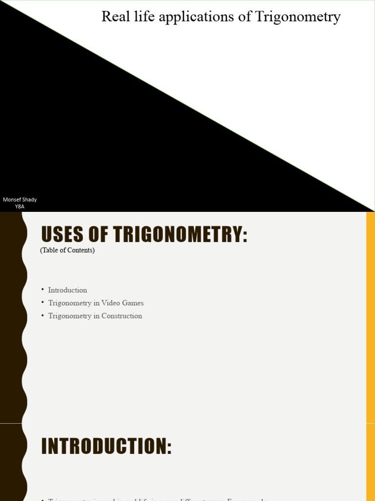 Trigonometry Real Life Uses Y8 | PDF | Trigonometry | Triangle