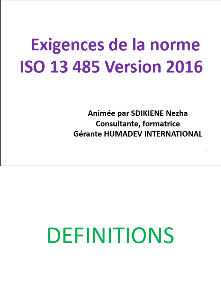 Exigences de la norme ISO 13485:2016 | PDF | Management de la qualité ...