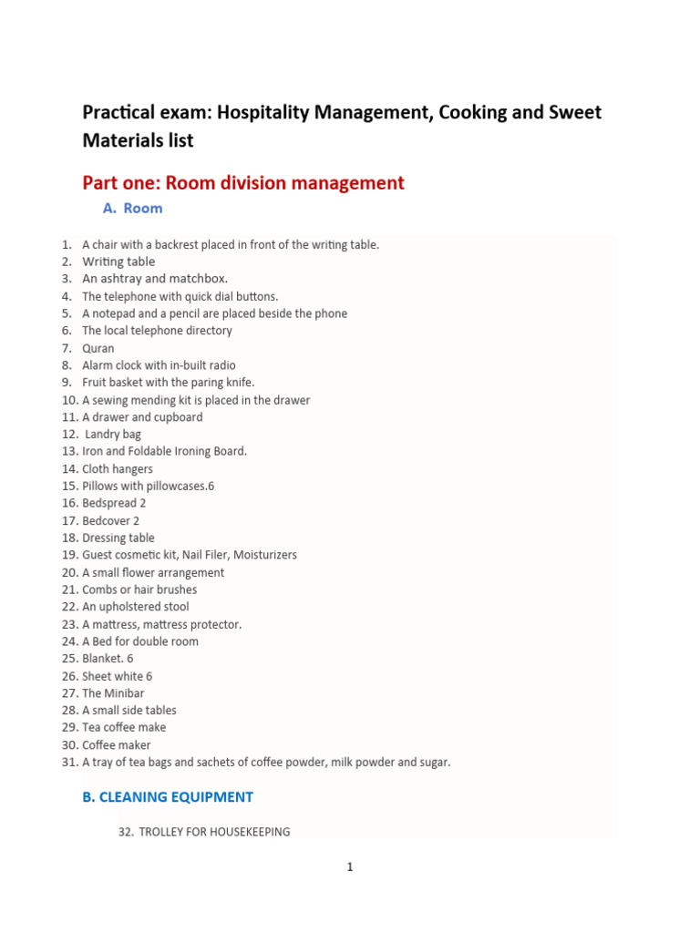 Hospitality Management Exam Materials | PDF | Tableware | Salad
