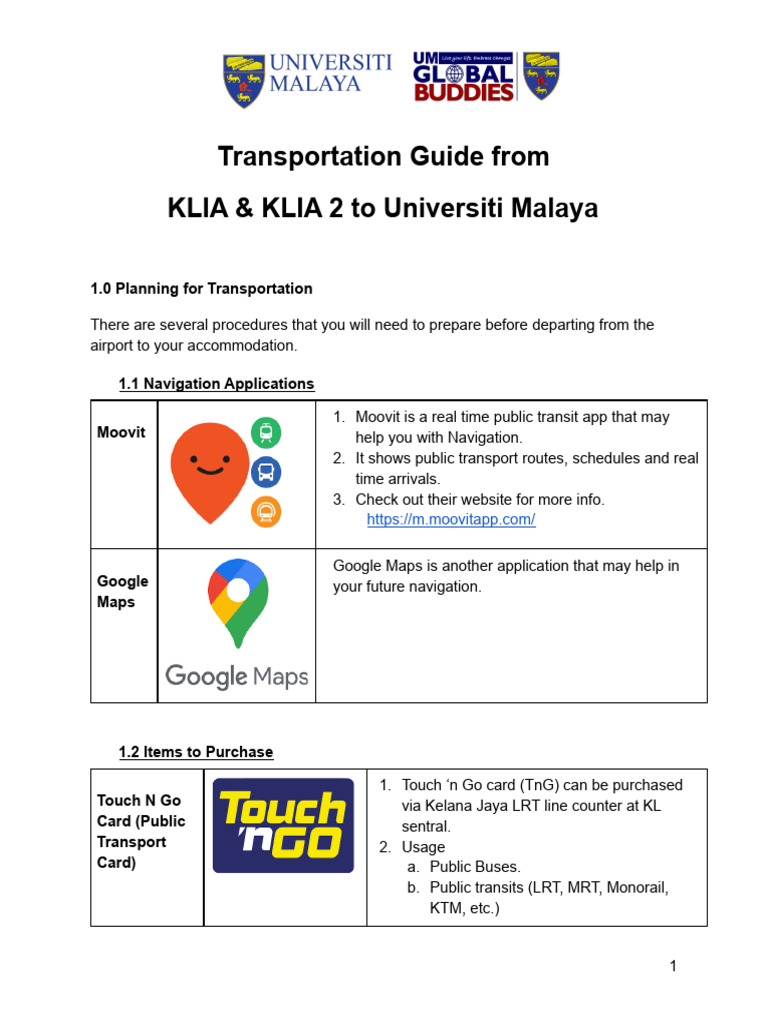 KLIA to Universiti Malaya Transport Guide | PDF | Transport | Public Transport