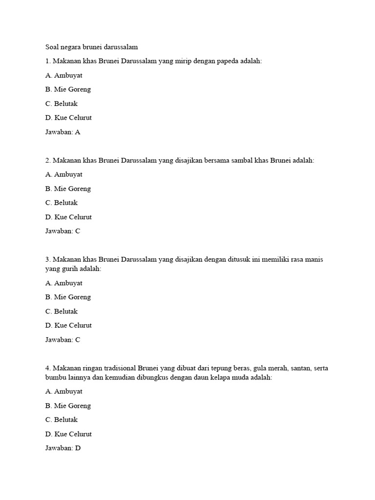 Makanan Khas Brunei Darussalam | PDF