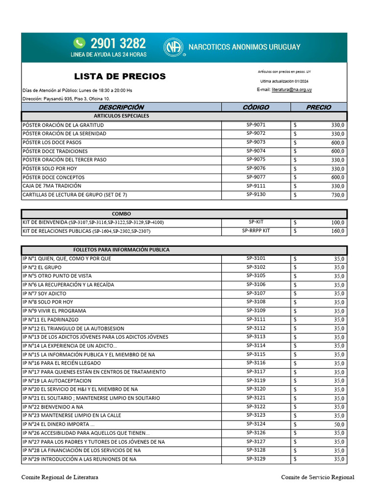 Lista de Precios 2024 | PDF