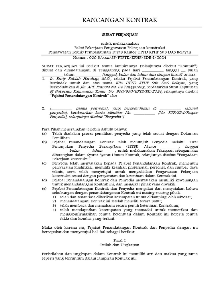 Kontrak Pengawasan Konstruksi | PDF