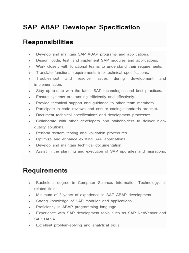 SAP Abap Specs | PDF