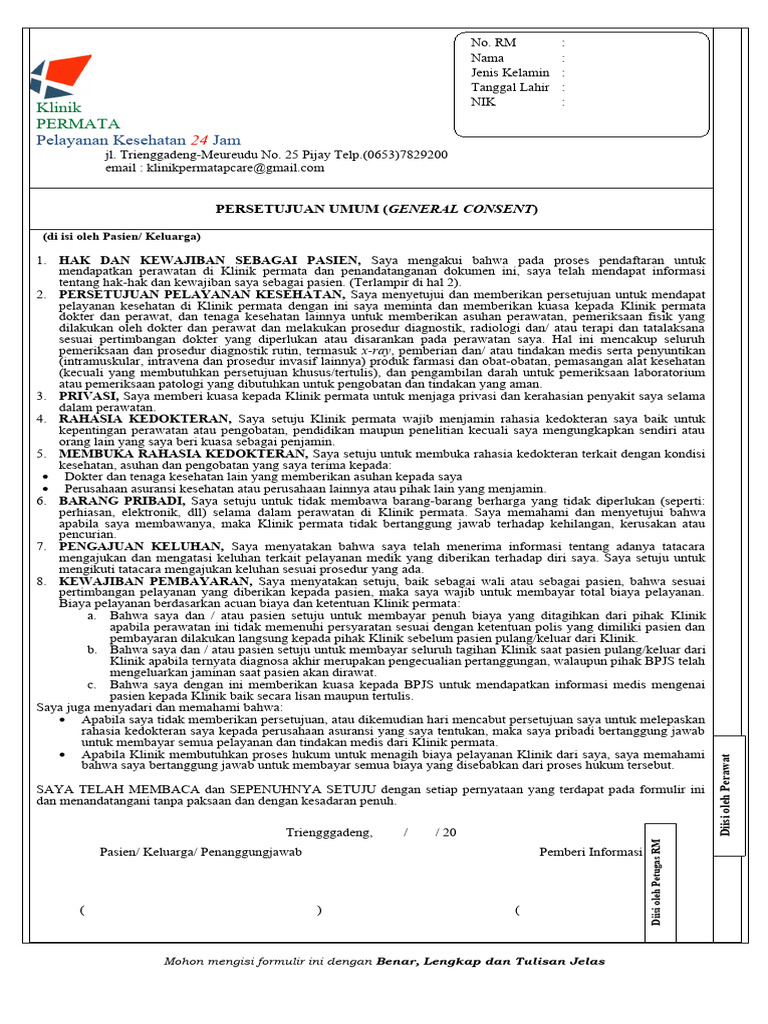 Form Persetujuan Umum | PDF