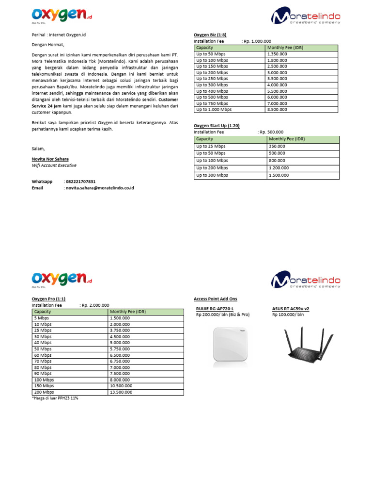 Pricelist Oxygen | PDF