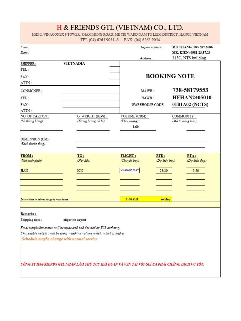 BOOKING NOTE 06.05 | PDF