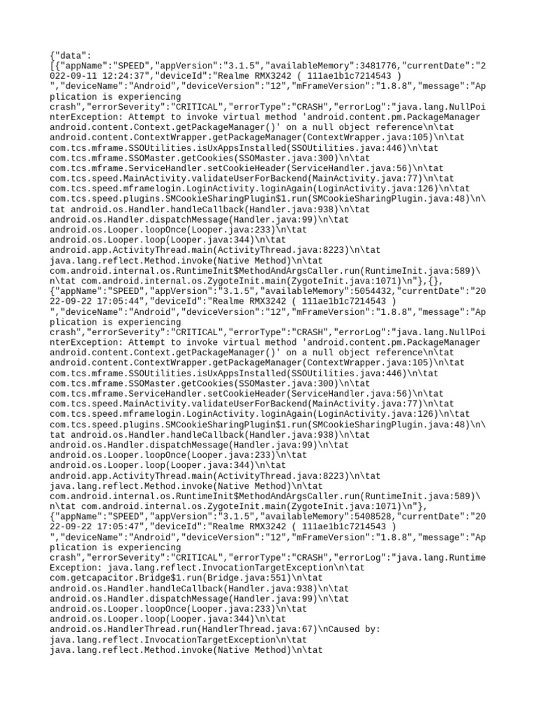 SPEED ErrorReport | PDF | Java (Programming Language) | Java Platform