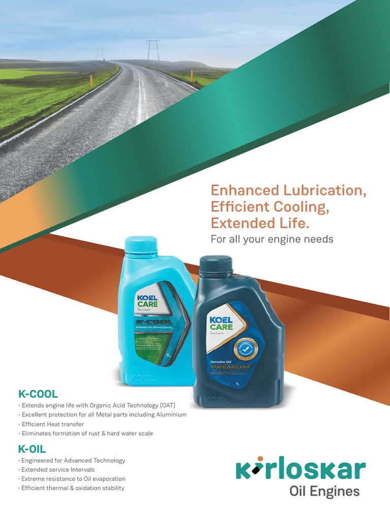 Kirloskar Oil and Coolant Leaflet 25052022 Rev2 1 2 | PDF | Coolant | Materials