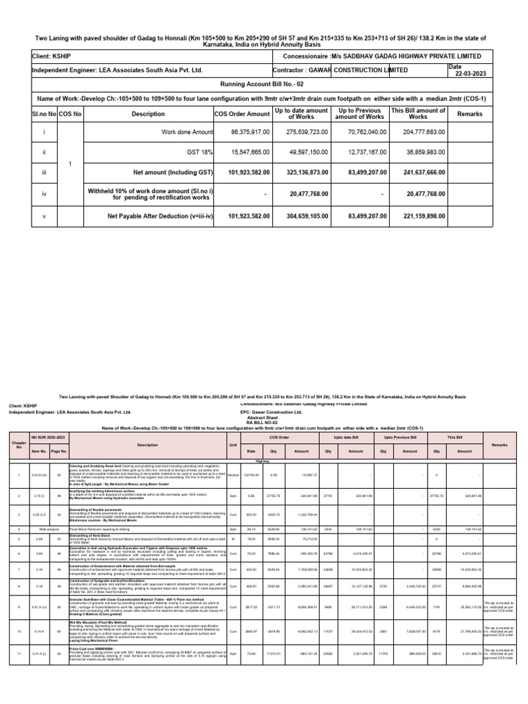 COS-1 RA Bill-2 | PDF | Concrete | Road Surface
