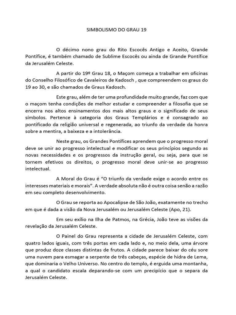 SIMBOLISMO DO GRAU 19 | PDF | Amor | Maçonaria
