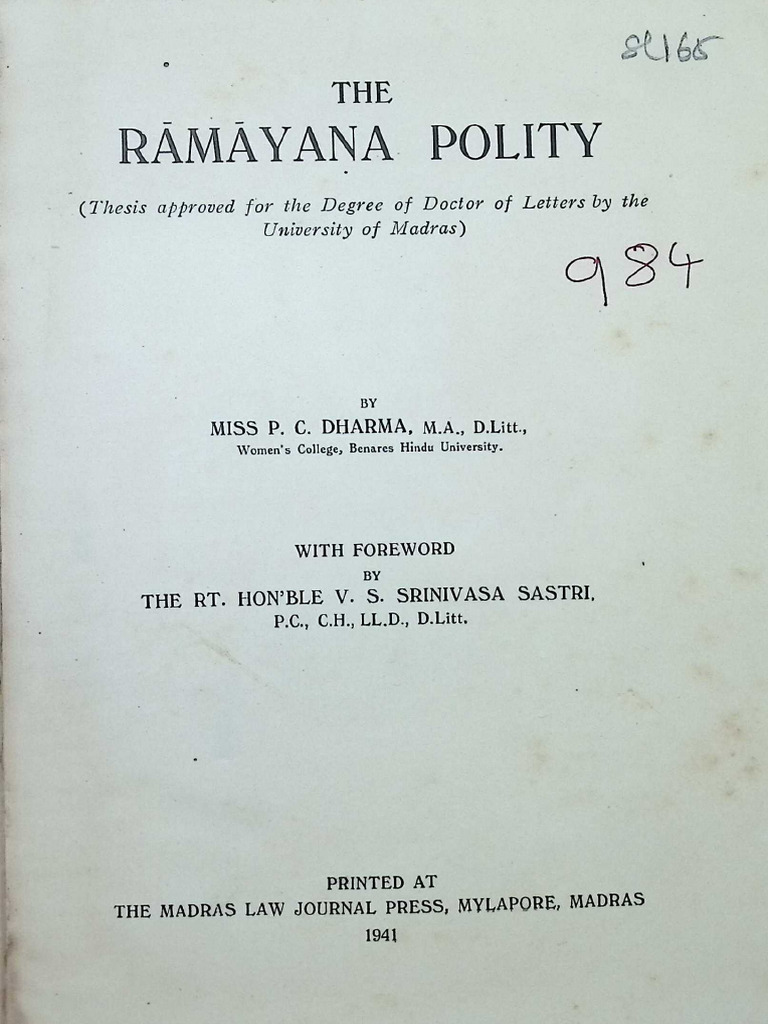 The Ramayana Polity | PDF