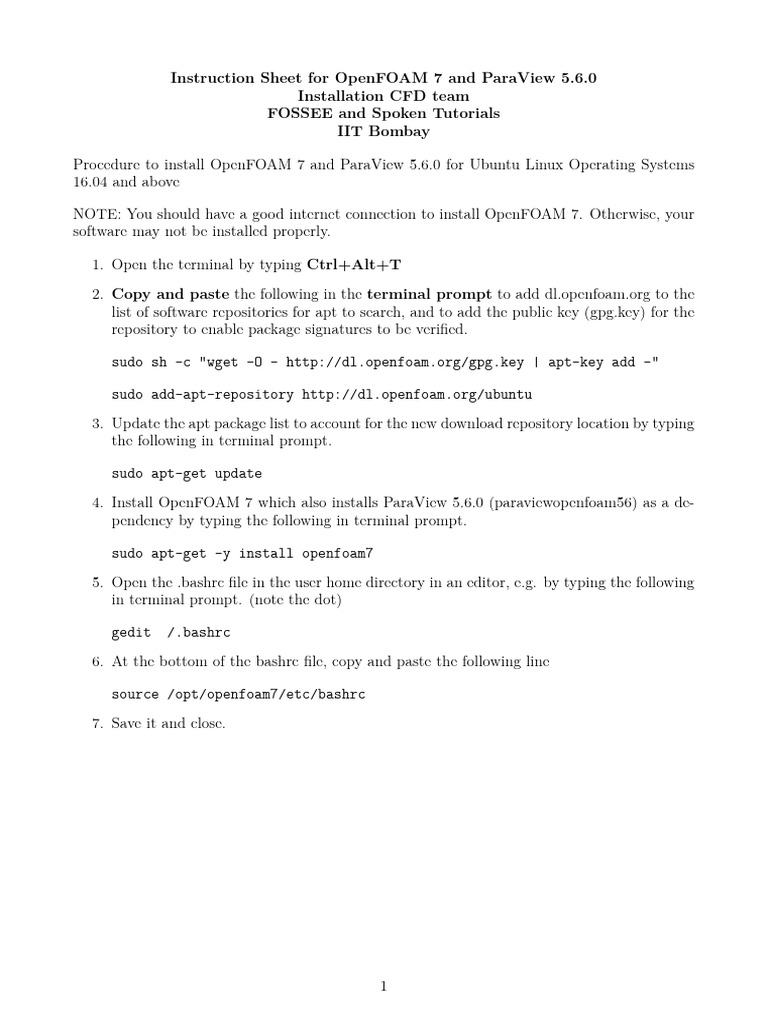 OpenFOAM Version 7 Installation Sheet English | Download Free PDF | Software Repository ...