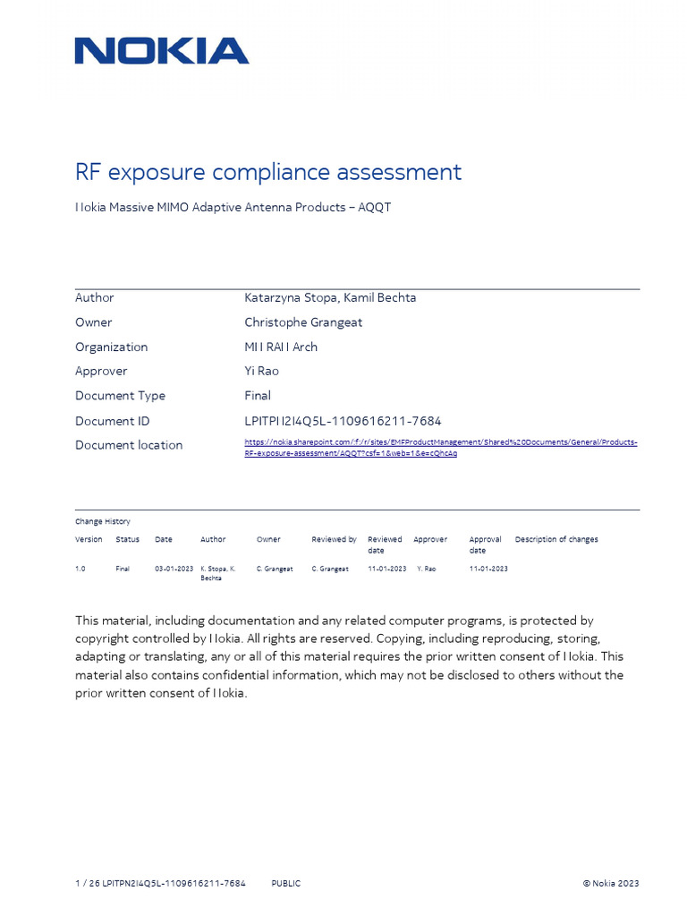 RFexposure Assessment AQQT Final 230116 - v1.0 | PDF | Antenna (Radio) | Hertz